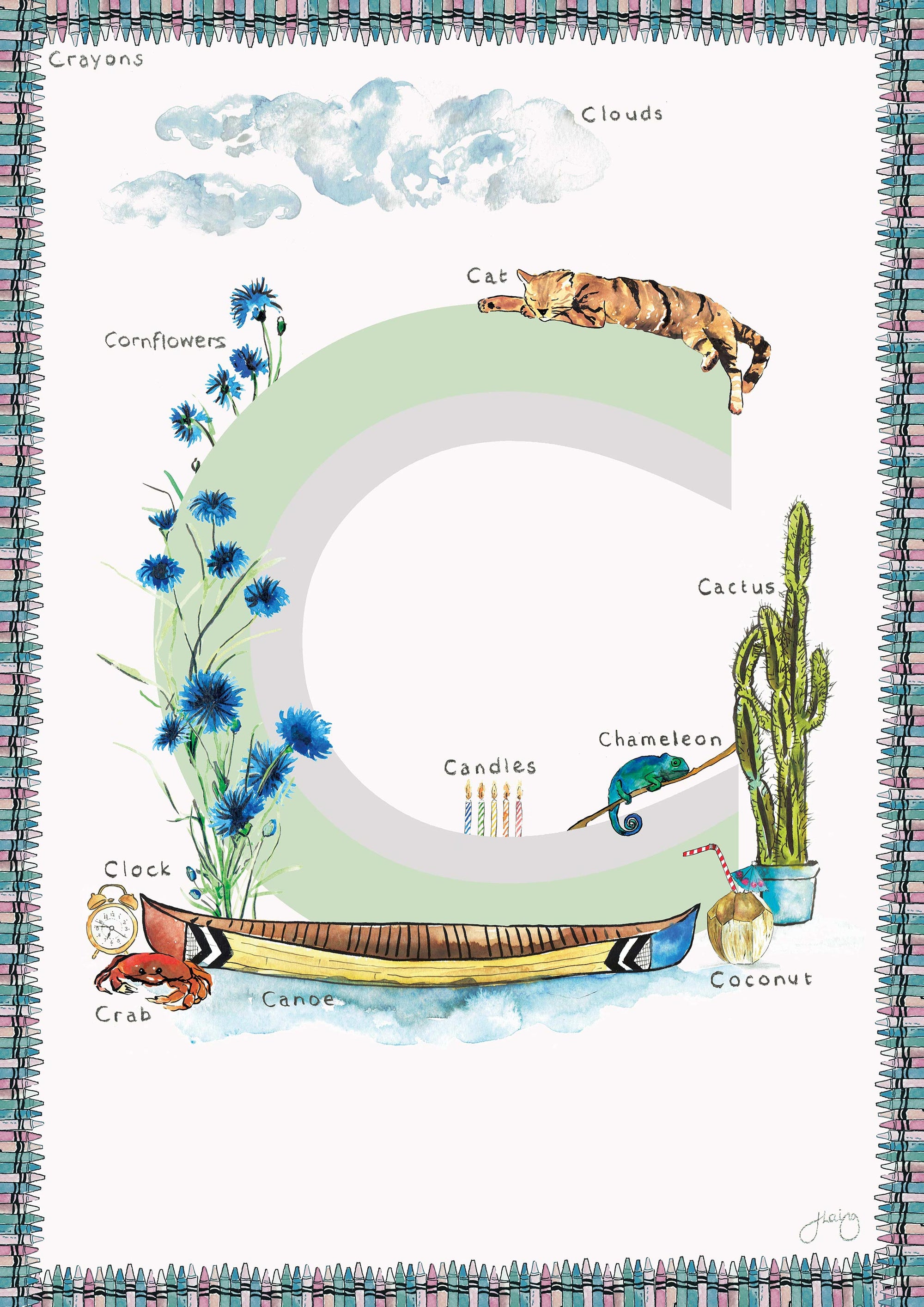 'C is For' Alphabet Nursery Art Print