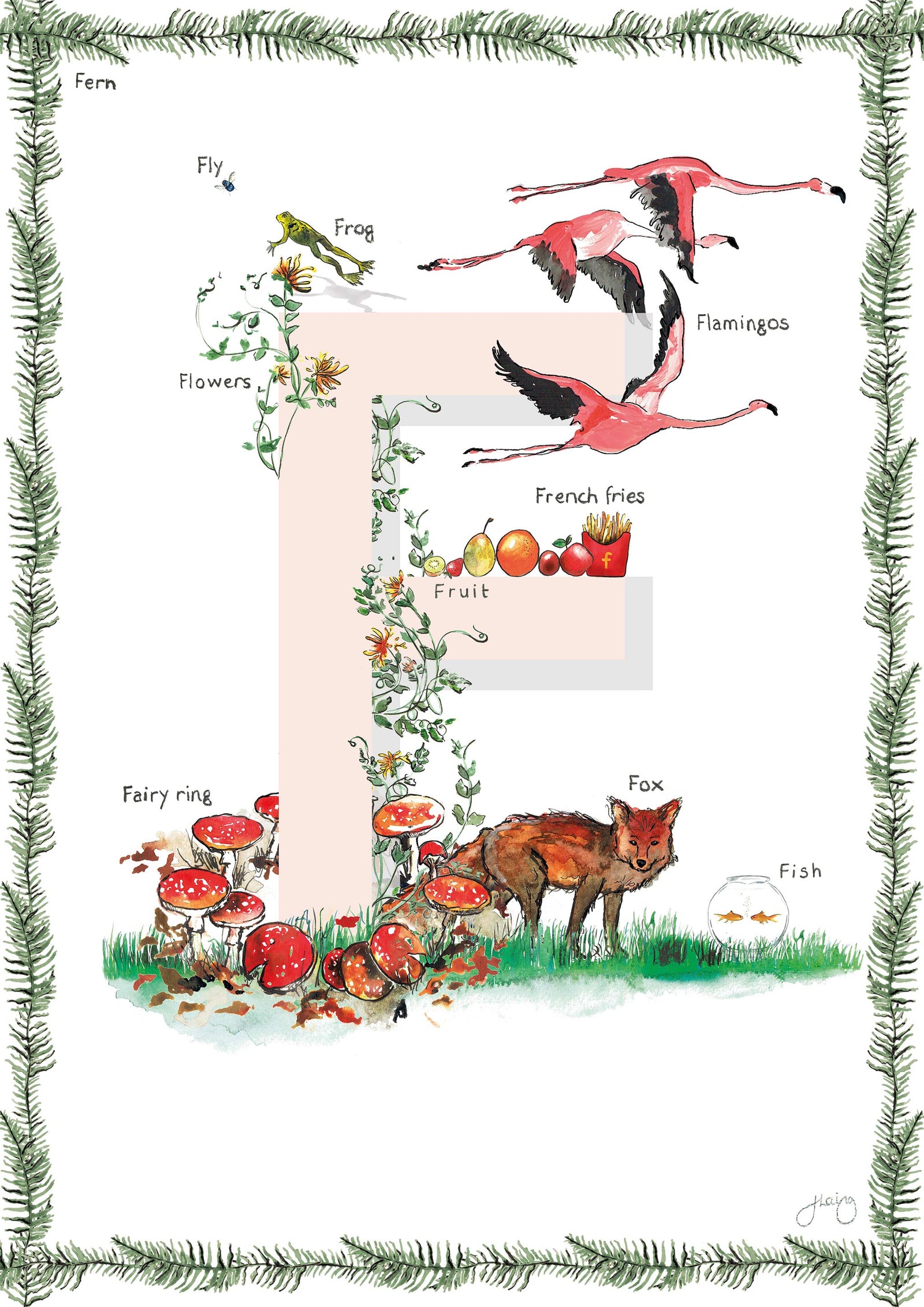 'F is For' Alphabet Nursery Art Print