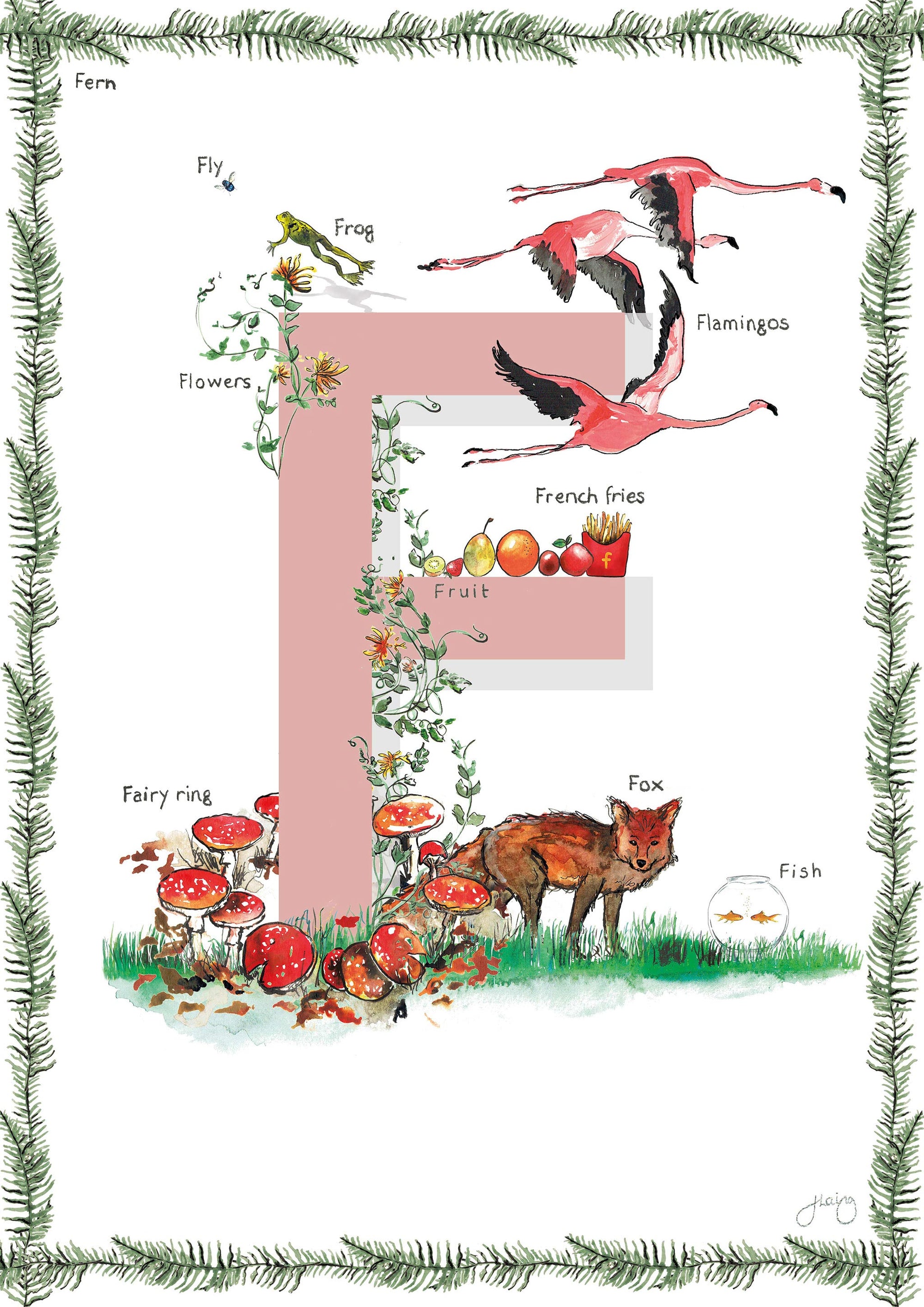 'F is For' Alphabet Nursery Art Print