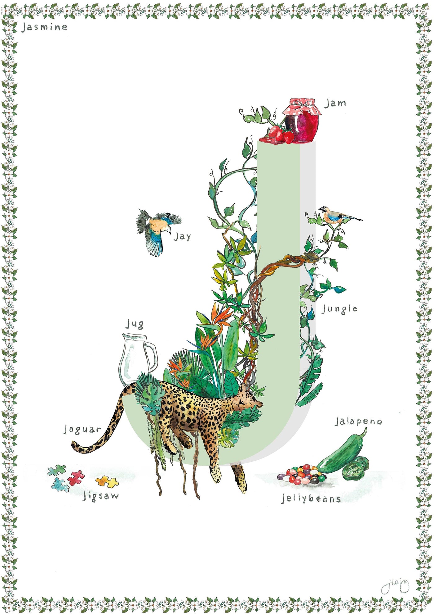 'J is For' Alphabet Nursery Art Print