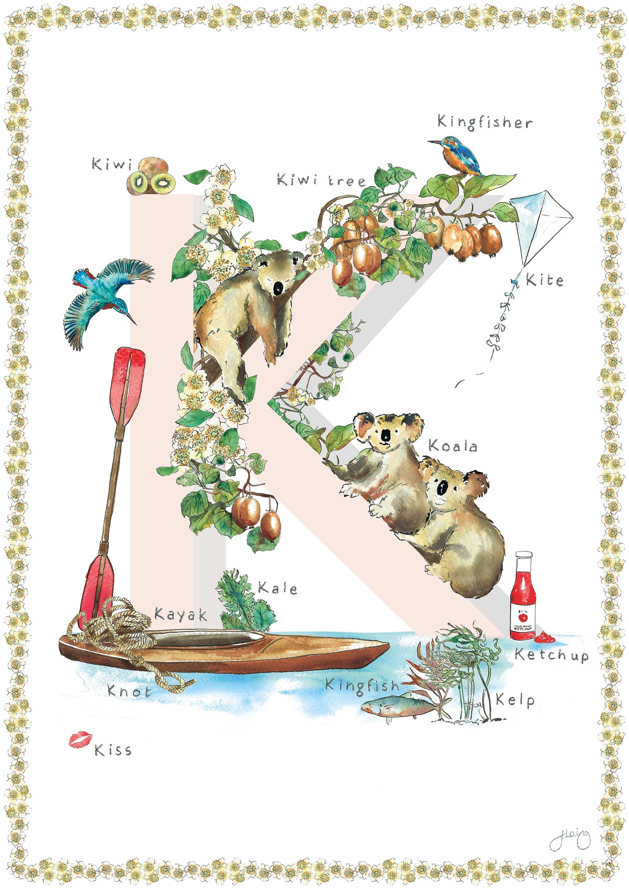 'K is For' Alphabet Nursery Art Print
