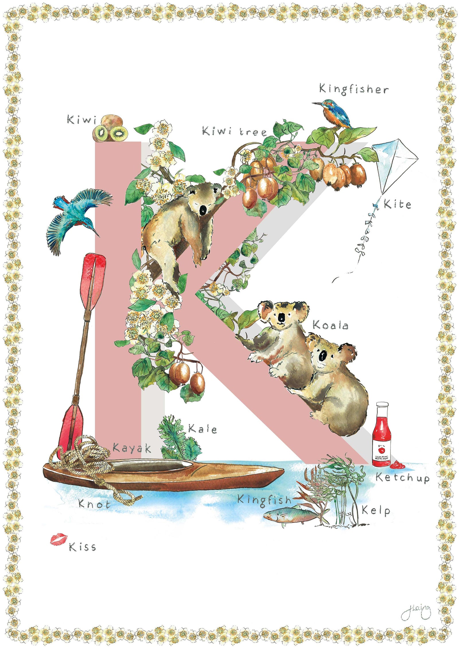 'K is For' Alphabet Nursery Art Print