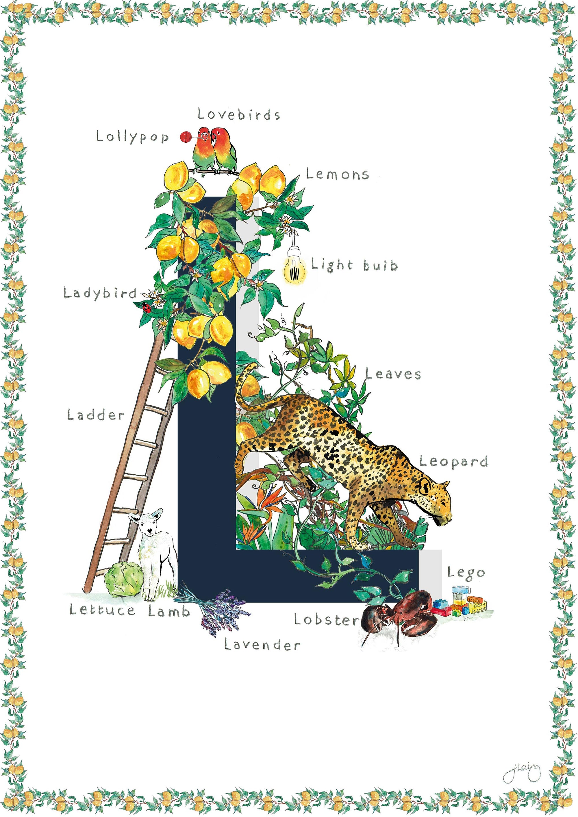 'L is For' Alphabet Nursery Art Print