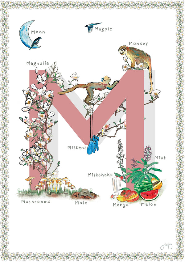 'M is For' Alphabet Nursery Art Print