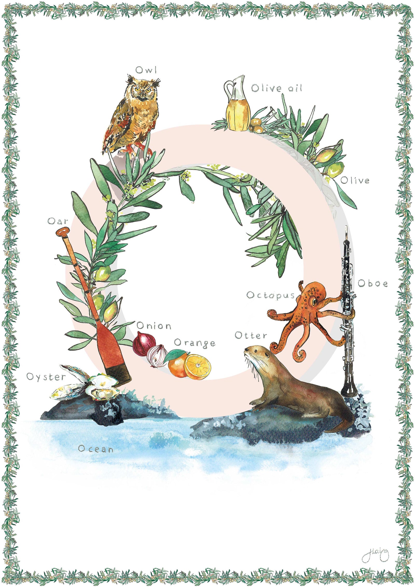 'O is For' Alphabet Nursery Art Print