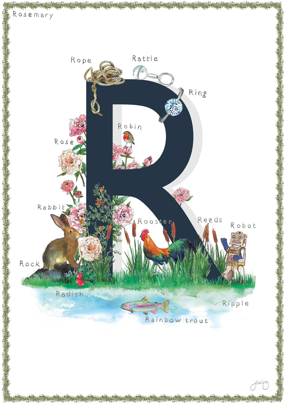 'R is For' Alphabet Nursery Art Print